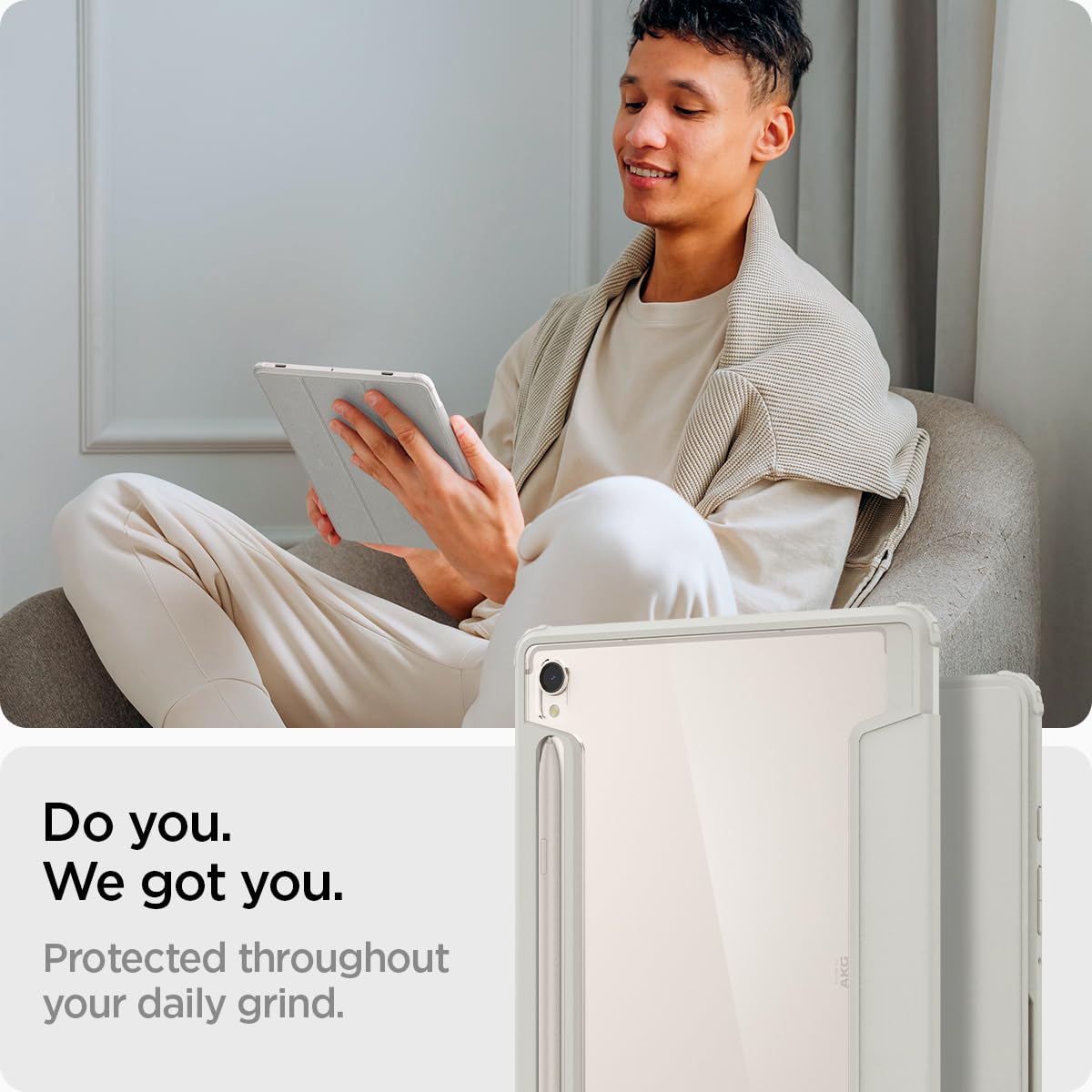 Spigen Ultra Hybrid Pro Designed for Samsung Galaxy Tab S9 Case 11 Inch 2023 (SM-X71) Slim Drop Protection Tri-Fold Cover Case with Hard Shell Transparent Back and S Pen Holder - Gray