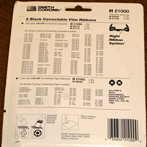 Smith Corona H Series Correctable Film Cartridge Ribbon (2 Pack)