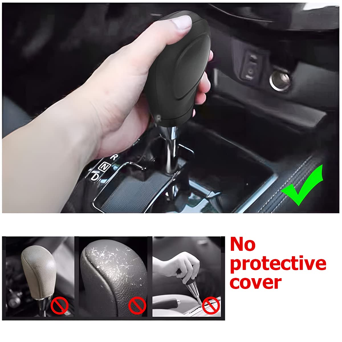 zipelo 2 Pack Car Gear Shift Knob Cover, Anti-Slip Auto Knob Gear Stick Protector, Comfortable Silicone Handbrake Shifter Cover for Men Women, Universal Vehicle Interior Accessories