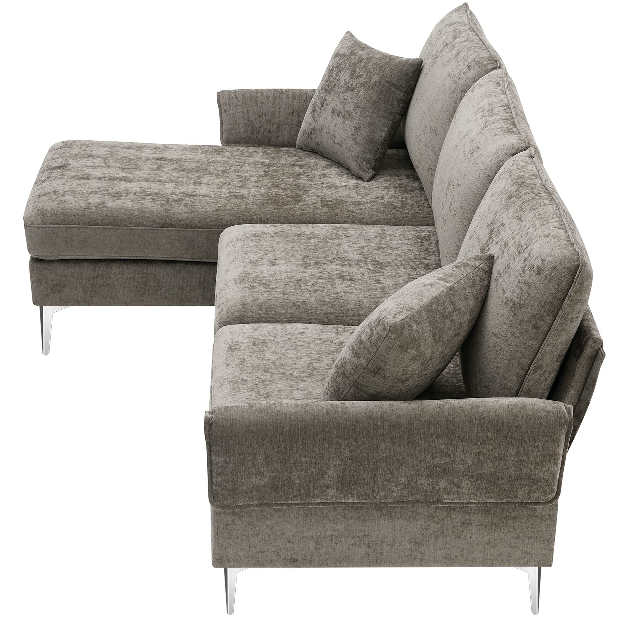 LCH 84" Convertible Sectional, Modern Chenille L-Shaped Sofa Couch with Reversible Chaise Lounge, 2 Pillows, Fit for Living Room, Apartment, Espresso