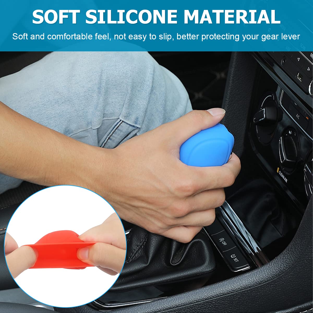 zipelo 2 Pack Car Gear Shift Knob Cover, Anti-Slip Auto Knob Gear Stick Protector, Comfortable Silicone Handbrake Shifter Cover for Men Women, Universal Vehicle Interior Accessories