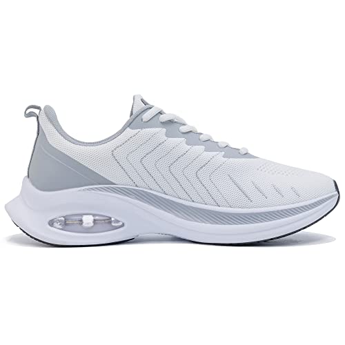 Autper Mens Air Running Shoes Lightweight Athletic Trail Tennis Sneakers for Gym Jogging Sport Whitegrey US 11.5