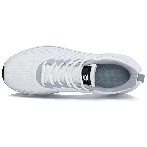 Autper Mens Air Running Shoes Lightweight Athletic Trail Tennis Sneakers for Gym Jogging Sport Whitegrey US 11.5