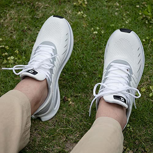 Autper Mens Air Running Shoes Lightweight Athletic Trail Tennis Sneakers for Gym Jogging Sport Whitegrey US 11.5
