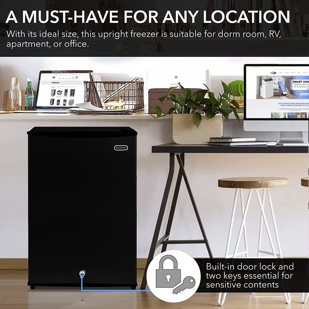 Whynter CUF-301BK 3.0 Cubic feet Energy Star Upright Freezer with Lock Black Bundle with 2 YR CPS Enhanced Protection Pack