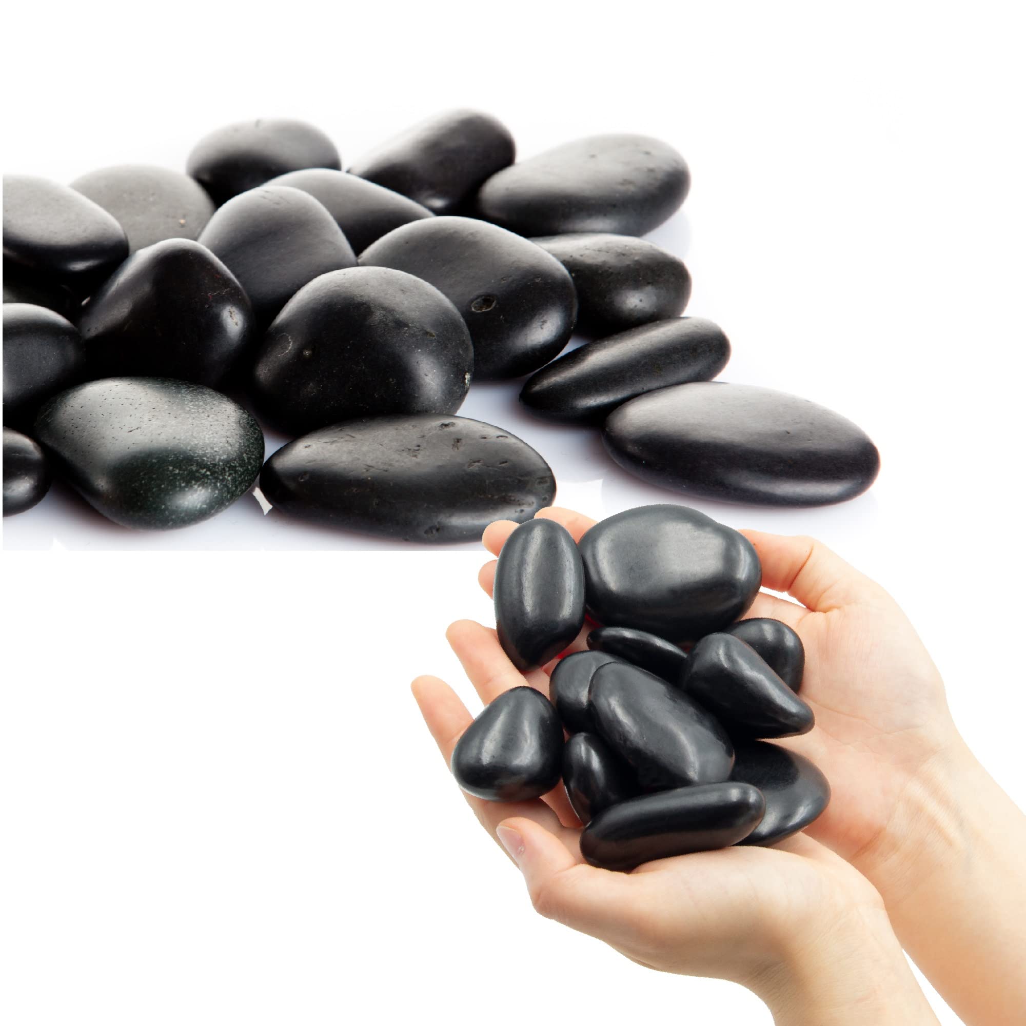 Black Landscaping Rocks Outdoor River Rocks Black Pebbles for Garden Decorative Stones for Planters 11 Pound Polished Stones for Yard.