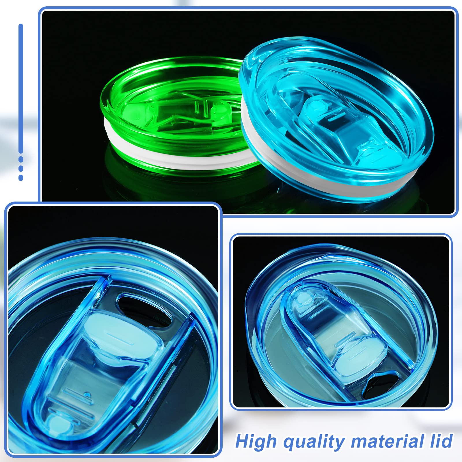 2 Pcs 20 oz Skinny Replacement Lids Tumbler Replacement Lids Plastic Splash Resistant Lids Covers Spill Proof Skinny Tumbler Lid Cup Covers for Mouth Tumbler Cooler Cup (Green, Light Blue)