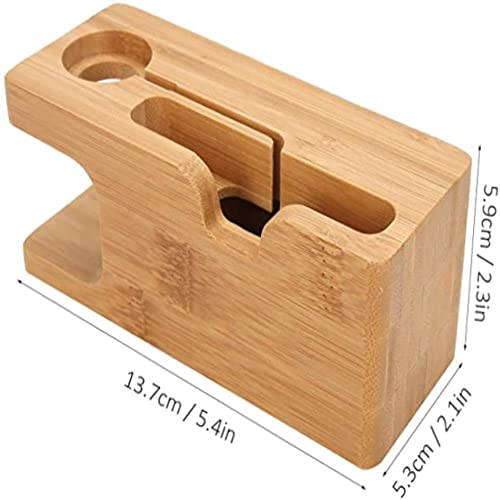 Wooden Docking Station for Multiple Devices - Desktop Organizer Smartphone Charging Dock Tablet and Charging Stand - Bamboo Charging Station with Multiple Cables