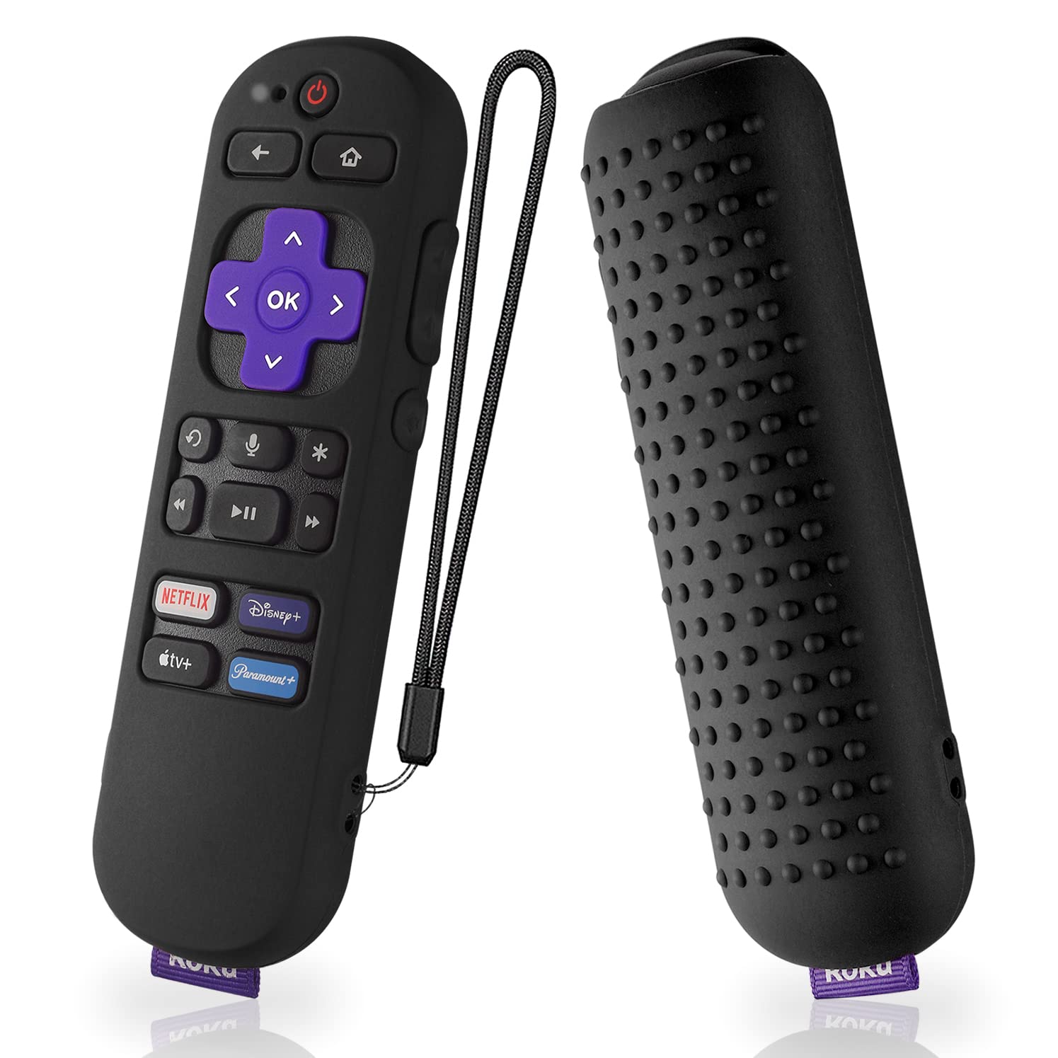 AKSHFETH Silicone Case Compatible with Rok Express 4K+ Voice Remote RCA1R/ Voice Remote Cover Rok Streaming Stick 4K Silicone Sleeve with Lanyard(Black)