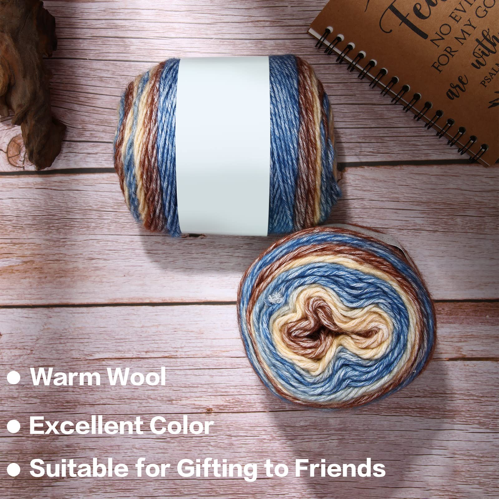 Gejoy 8 Pack Gradient Color Cotton Cake Yarn Self Striping Yarn 60% Cotton 30% Acrylic 10% Wool Multicolor Rainbow Soft Yarn for Knitting Crocheting Art Crochet Kids Adults DIY Crafts