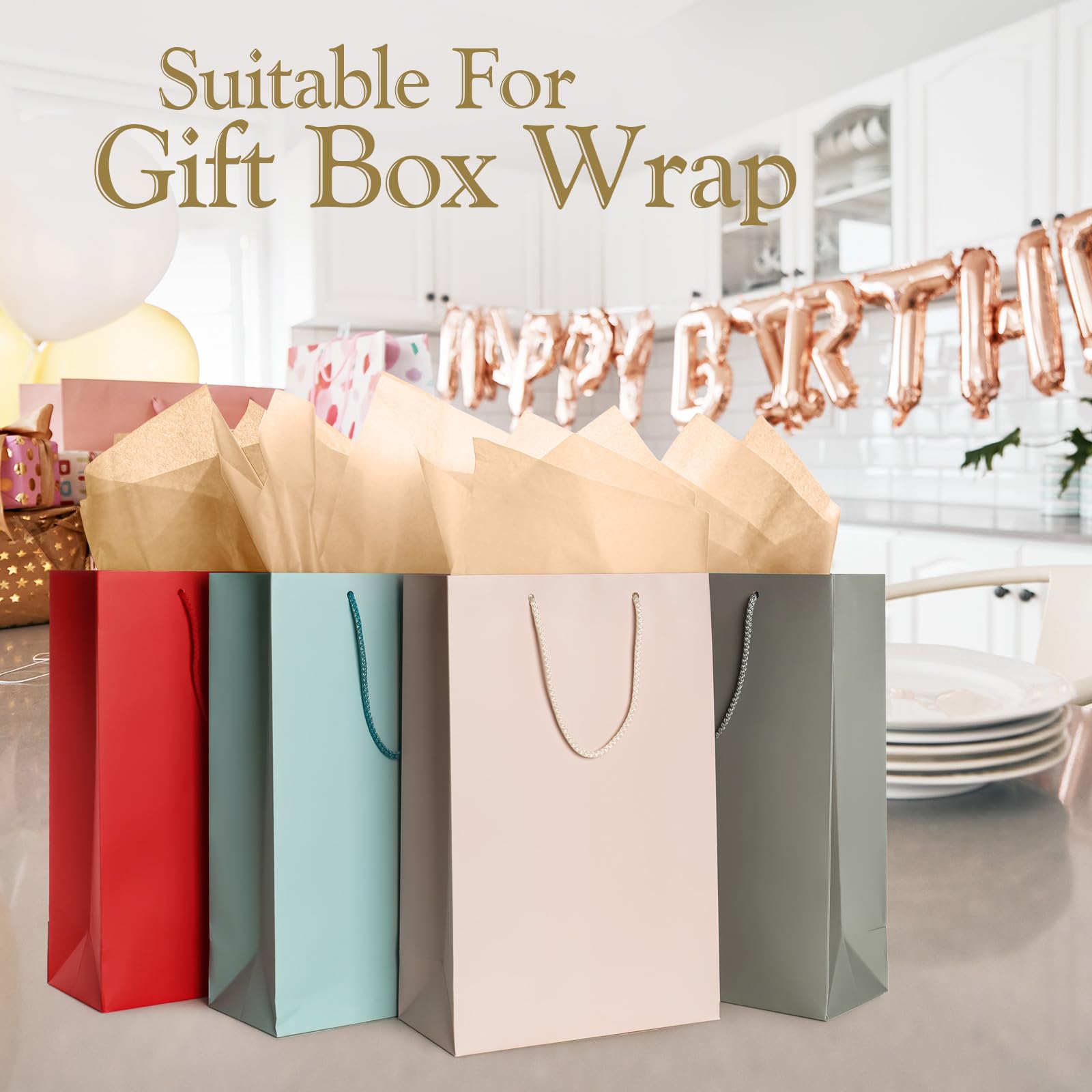 1500 Sheets Gift Bags Tissue Paper 12 x 8.4 inches Tissue Paper Bulk Art Craft Wrapping Tissue Paper for Decorative DIY Paper Flowers Birthday Happy Year Gift Wrap (Brown)