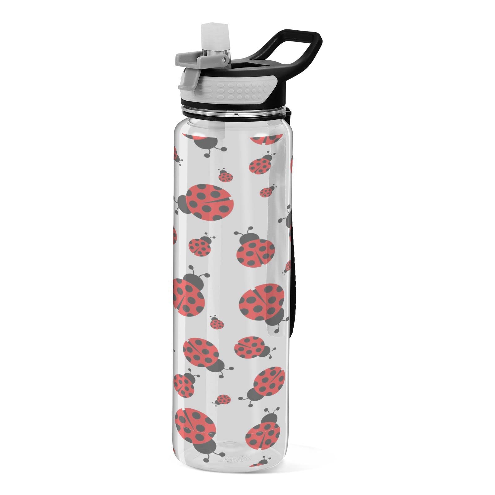 xigua Ladybug Water Bottle with Straw Lid,32 oz Leakproof Sport Water Bottle with Wide Handle for Gym,Cycling,School,Travel