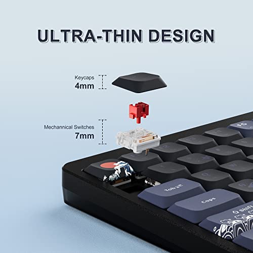COSTOM L75 Low Profile Mechanical Keyboard, 75% Wireless Keyboard, Bluetooth/2.4Ghz/Wired Tri-Mode 84 Keys RGB Keyboard w/Durable Aluminum Frame Compatible with Mac Windows-Great Wave Off Kanagawa