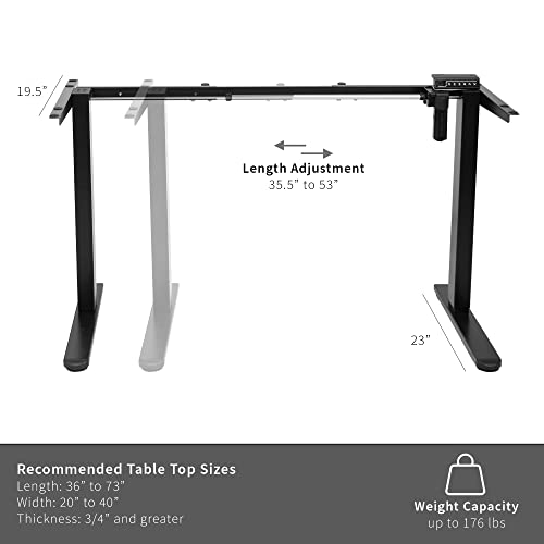 VIVO Electric Stand Up Desk Frame Workstation with Rear-Set Legs, Frame Only, Single Motor Ergonomic Standing Height Adjustable Base with Memory Controller, Black, DESK-100E-RB