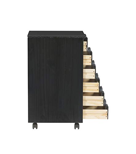 Linon Six Drawer Rolling Storage Corinne Cart, Black 6
