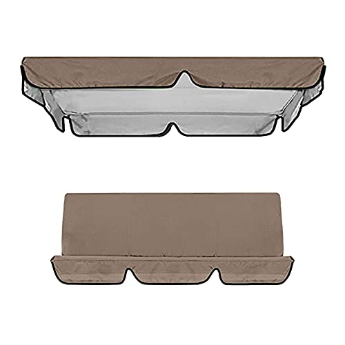 Patio Swing Canopy with Seat Cushion Cover, 2 or 3 Seats Replacement Swing Top Covers, Garden Swing Chair Seat Pads Cover Canopy Replacement, Outdoor Sunscreen Protections (Coffee, 64.5 x 45 x 6 in)