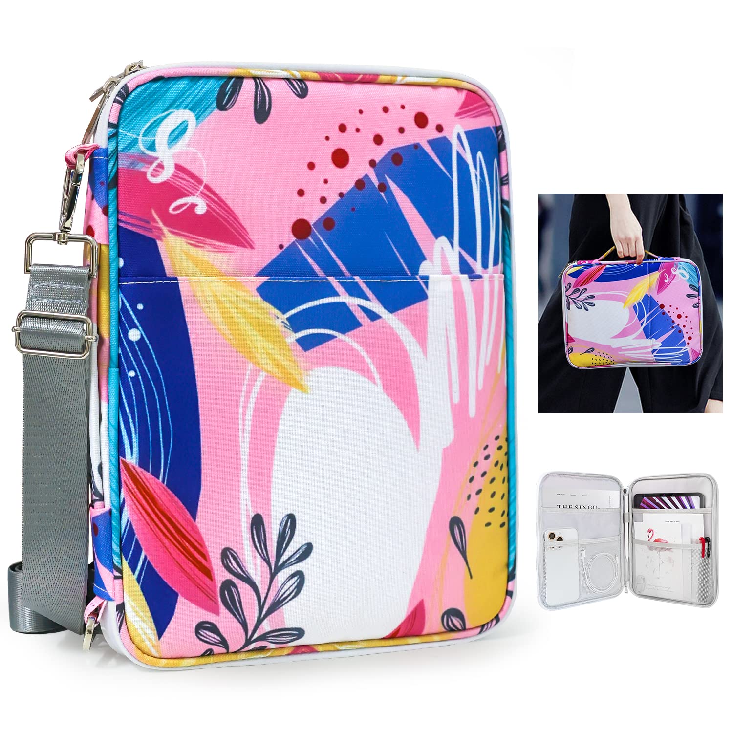 Laviitp 9-11 Inch Tablet Sleeve Bag Carrying Case for iPad Pro 11 M4/ Air 11" M2 2024, Air 5 4, iPad 10th/9th/8th/7th Gen 10.2, Shoulder Bag Pouch for Travel Women, Pink