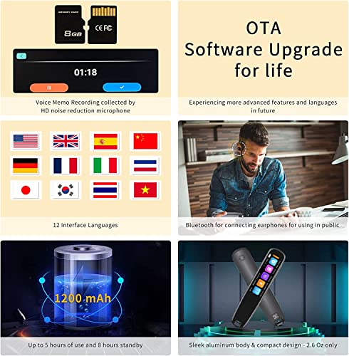 Upgraded Translation Scanning Pen, Mobile Scanner Translator, Reading Pen, 112 Language Translating Device, OCR Digital for Language Learners Business Travel…