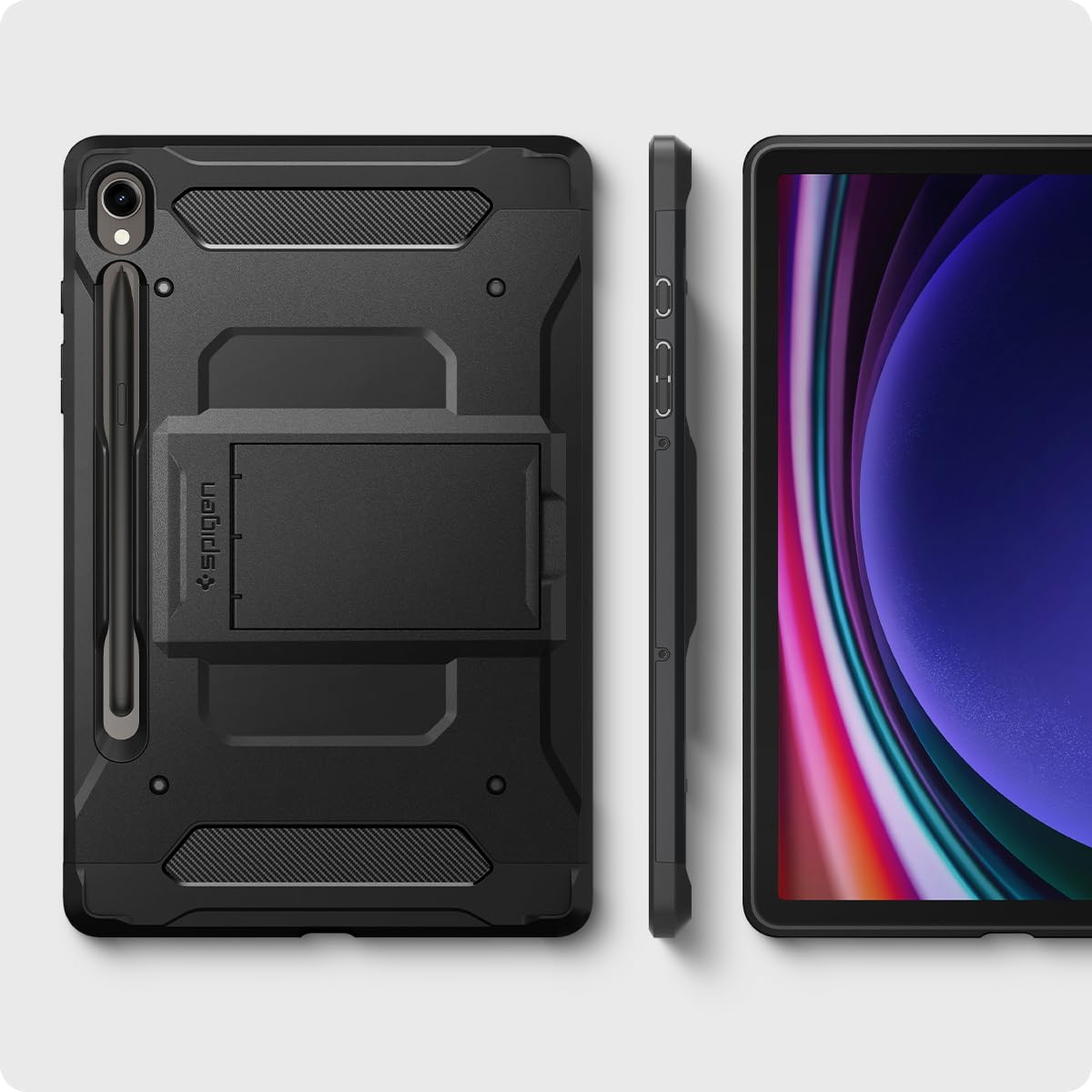 Spigen Tough Armor Pro Designed for Samsung Galaxy Tab S9 Case 11 Inch 2023 (SM-X71) Premium Shockproof Protective Hard Shell Case with Kickstand and S Pen Holder - Black