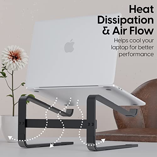 TALK WORKS Ergonomic Laptop Stand for Desk - Universal Compatibility Computer Monitor Riser Stand Pedestal for Desktop w/ Padded Silicone Grip