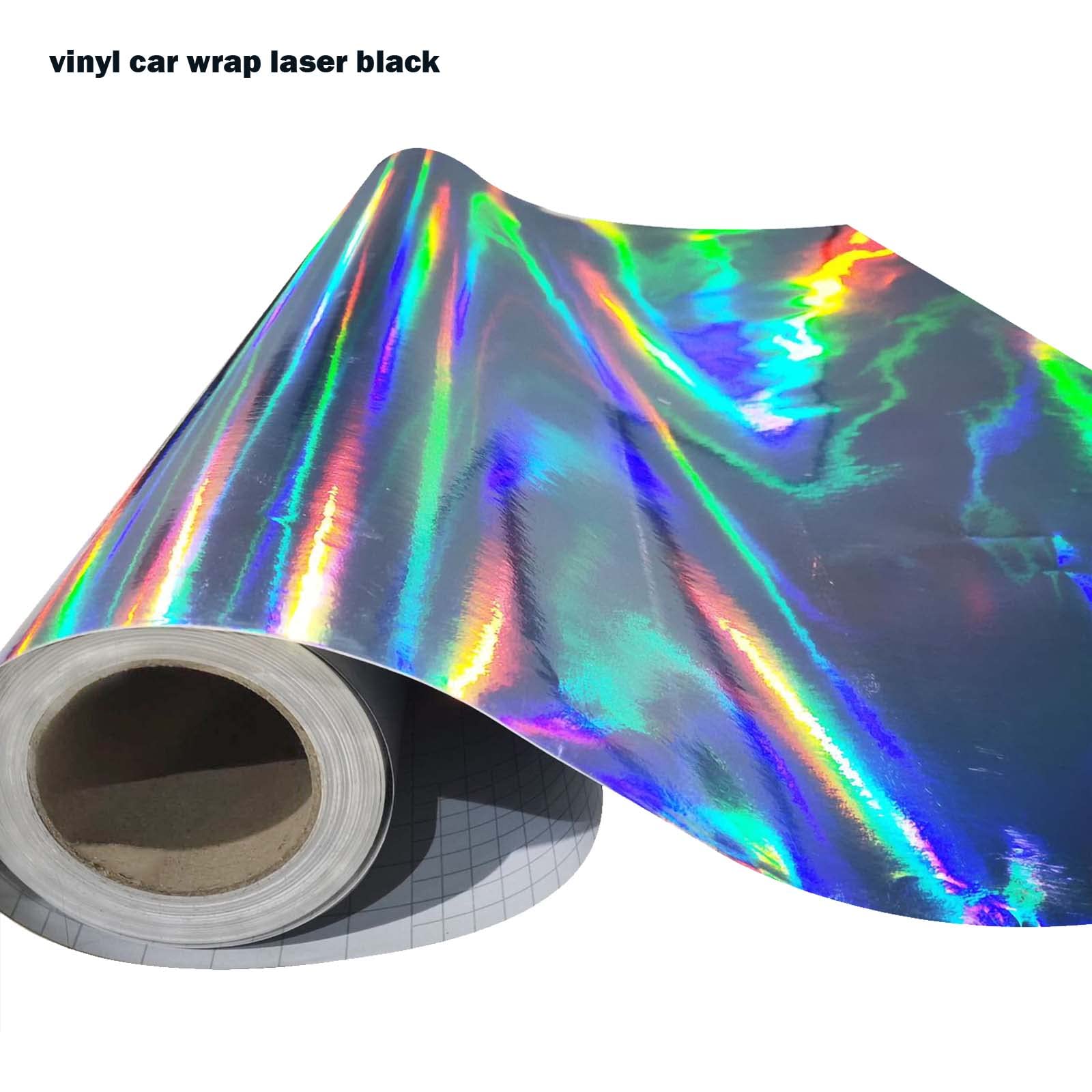 YOLOCKEY Holographic Laser Black Chrome Car Vinyl Wrap Roll Gloss Decal Film Self Adhesive Sticker Sheet Air Release