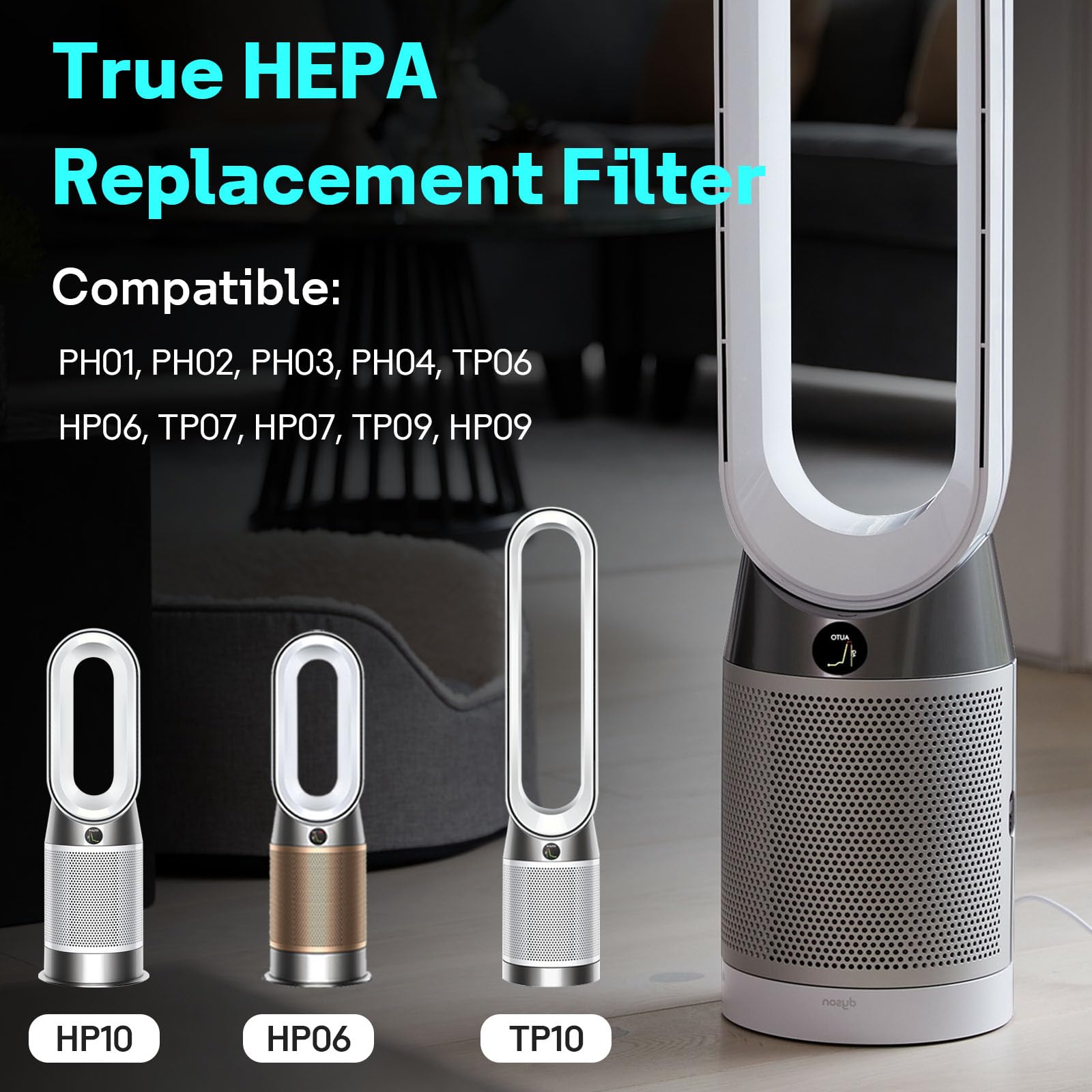 Leemone True HEPA+Carbon Filter 2-Pack Replacement for Dyson PH01 PH02 PH03 HP06 TP06 HP07 TP07 HP09 TP09 HP10 TP10 360° Combi Glass Purifying Fans, Compatible with Dyson Pure Cool Hot Air Puri-fier