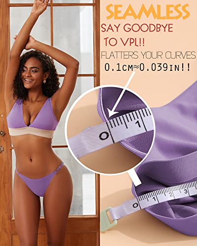 ROSYCORAL Womens Seamless Underwear Adjustable Undies No Show Hipster Bikini Panties Sexy Cheeky 6 Pack S-XL (L)