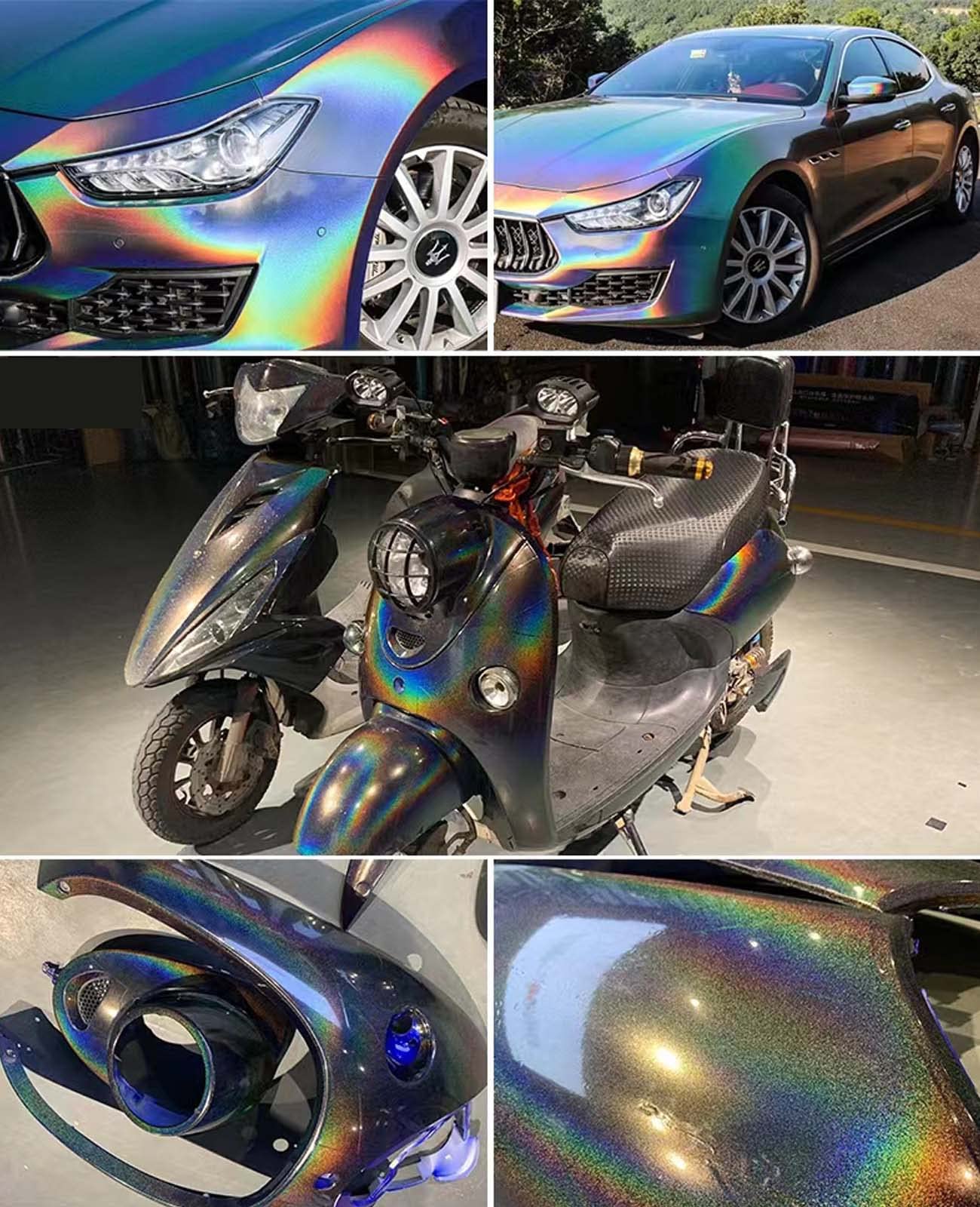 YOLOCKEY Holographic Laser Black Chrome Car Vinyl Wrap Roll Gloss Decal Film Self Adhesive Sticker Sheet Air Release
