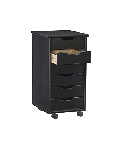 Linon Six Drawer Rolling Storage Corinne Cart, Black 6