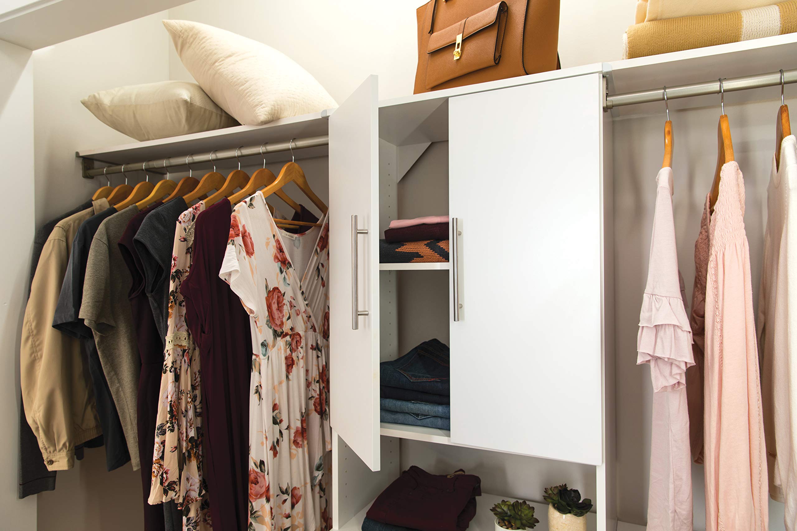 ClosetMaid SuiteSymphony Wood Closet Organizer with Expandable Rods and Shelves + Top Shelf Support Kit - Fits Closets 5-10 ft Wide