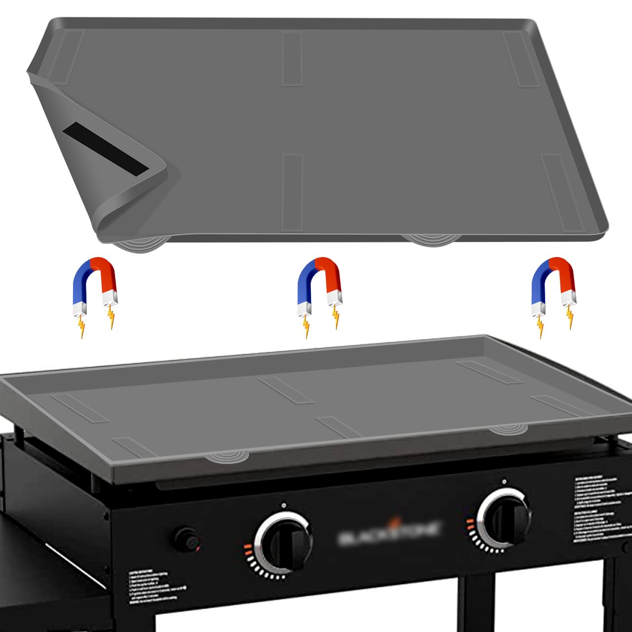 Griddle Protective Mat for Blackstone - 28" Magnetic Silicone Grill Cover, Food Grade Silicone Mat - All Season Cooking Surface Protective Cover (28" Grey)