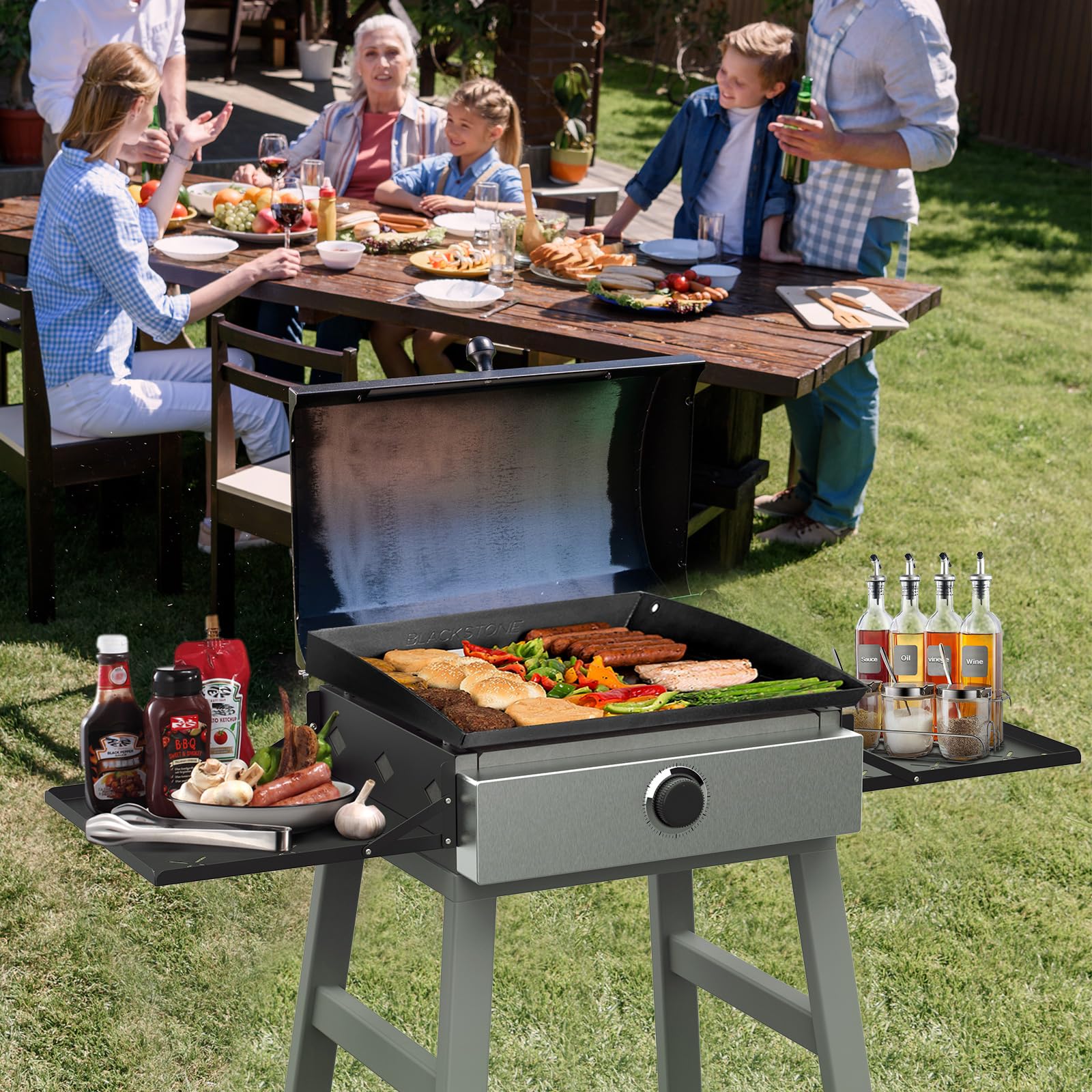 Griddle Side Shelf for Blackstone 17"/22"/28"Griddle, Heavy Duty Grill Side Shelf Griddle Accessories,Griddle Caddy,Black