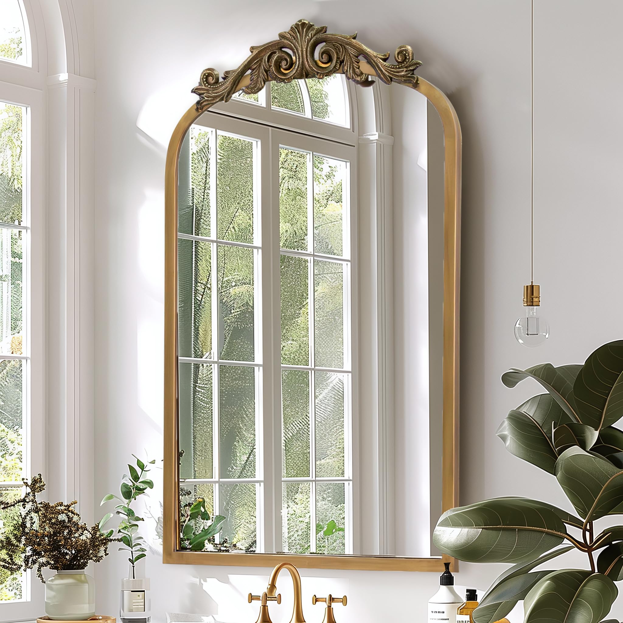SeekElegant Gold Arched Mirror, 19"x31" Arch Mirror with Metal Frame, Arendahl Traditional Vintage Mirrors for Wall, Antique Decorative Wall Mirror for Bathroom, Vanity, Entryway