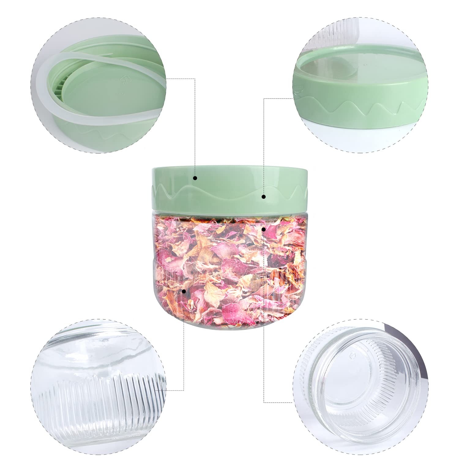 6 Pcs 8.5 oz Mason Jars with Lids, Glass Jars with Airtight Lids, for Salad, Spice, Candy, Jam, Seasoning, Small Meal Prep Containers