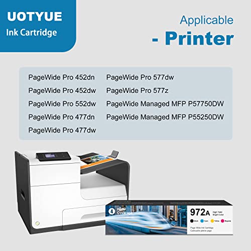 972A Ink Cartridge 4-Color Set(BND00335) - UTYE Compatible 972A Ink Cartridges Replacement for HP PageWide Pro 477dw 577dw 452dw 477dn 452dn 577z 552dw 377dw P55250dw Printer