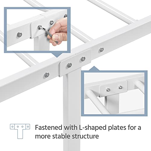 Yaheetech Twin Bed Frame Metal Platform Bed with Petal Accented Headboard/Footboard/14.4 Inch Under Bed Storage/No Box Spring Needed, White