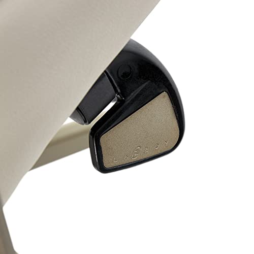 La-Z-Boy Melrose Executive Office, Adjustable High Back Ergonomic Computer Chair with Lumbar Support, Brass Finish, Ivory White Bonded Leather 30D x 25.25W x 40.25H Inch