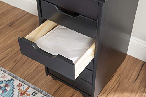 Linon Six Drawer Rolling Storage Corinne Cart, Black 6