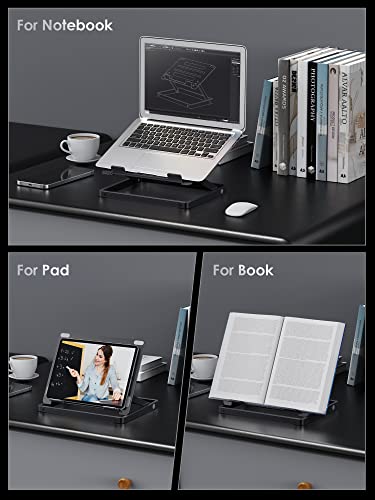 SEMIR Portable Laptop Stand, Ergonomic Notebook Stand, Adjustable Holder Riser, Aluminum Alloy Foldable Desk Stand, Compatible with MacBook , Dell , HP and More 10-15.6 "Laptops and Tablets (Black)