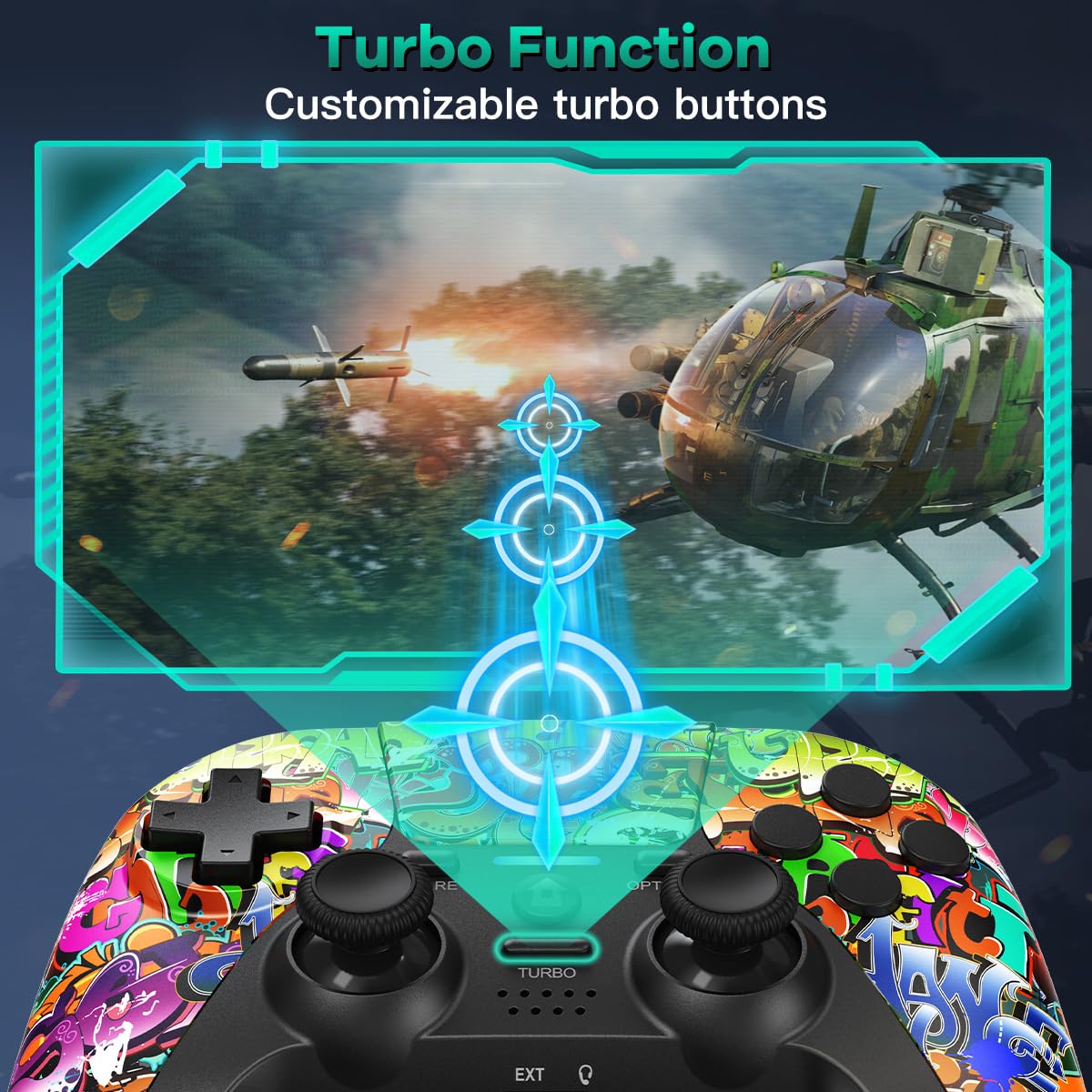 Choopp PS4 Controller, Compatible with PS4/Slim/Pro, Wireless PS4 Controller with Turbo Function, 1000mAh Battery, 6-Axis Motion-Sensing, Dual Vibration, Audio Jack, Touch Pad, Share Button