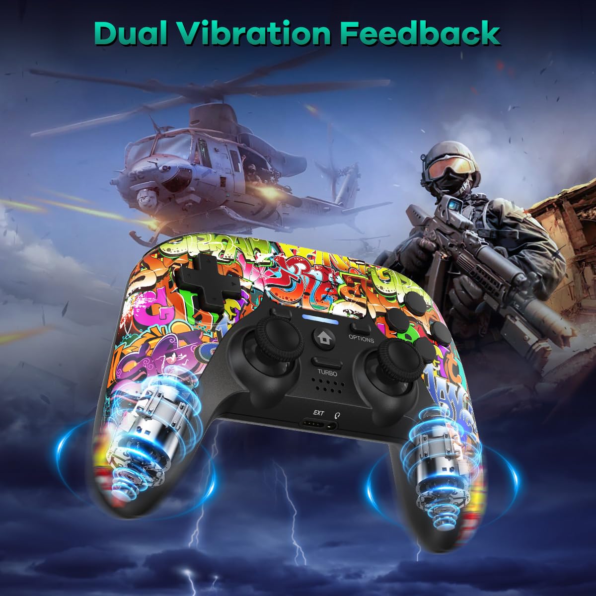 Choopp PS4 Controller, Compatible with PS4/Slim/Pro, Wireless PS4 Controller with Turbo Function, 1000mAh Battery, 6-Axis Motion-Sensing, Dual Vibration, Audio Jack, Touch Pad, Share Button