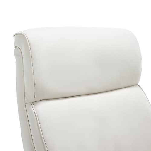 La-Z-Boy Melrose Executive Office, Adjustable High Back Ergonomic Computer Chair with Lumbar Support, Brass Finish, Ivory White Bonded Leather 30D x 25.25W x 40.25H Inch