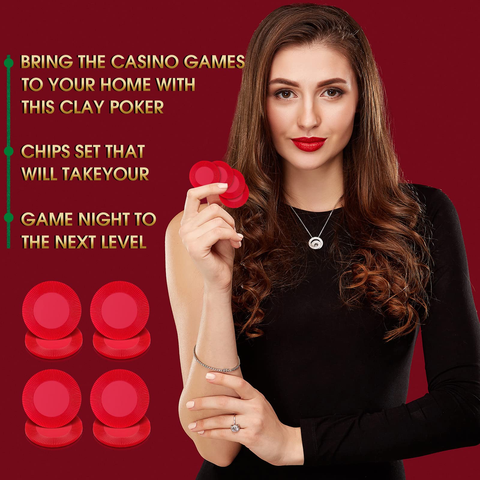 Leitee 500 Pcs Plastic Poker Chips Bulk 38 mm Lightweight Tokens Bingo Markers Blank Casino Counting Discs Learning Counters Disks for Adults Interlocking Game Counting Reward Card(Red)