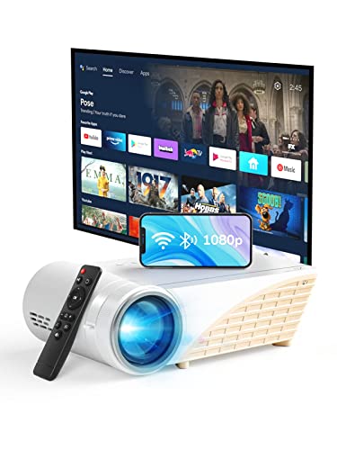 YEHUA Mini Projector with WiFi and Bluetooth,4k Portable Projector HD 1080P and 200" Screen Supported, LED Outdoor Movie Projector with Remote,Compatible with iOS,Android,HDMI,VGA,AV,2 USB Interface