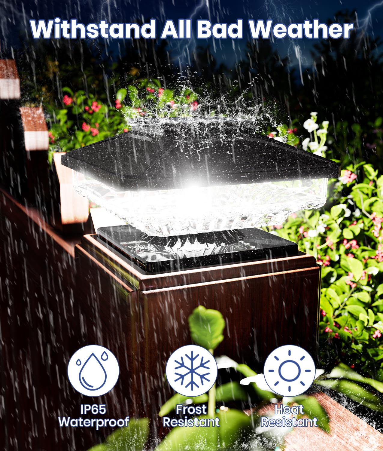 6 Pack Solar Post Cap Lights,[NOT Hollow Post],Bright White Solar Post Lights Outdoor Waterproof Fence Post Cap Lights, Outside Post Lights Solar Powered Deck Lights for 4x4 5x5 6x6 Wood Posts