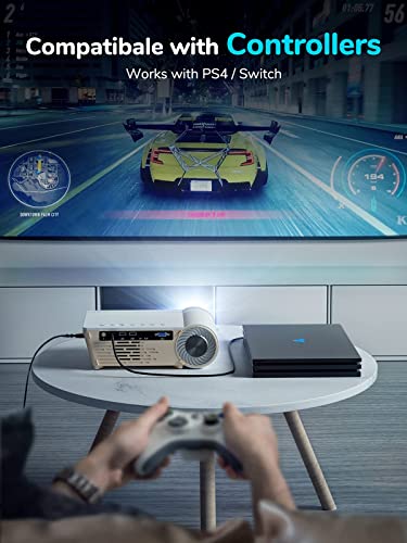 YEHUA Mini Projector with WiFi and Bluetooth,4k Portable Projector HD 1080P and 200" Screen Supported, LED Outdoor Movie Projector with Remote,Compatible with iOS,Android,HDMI,VGA,AV,2 USB Interface