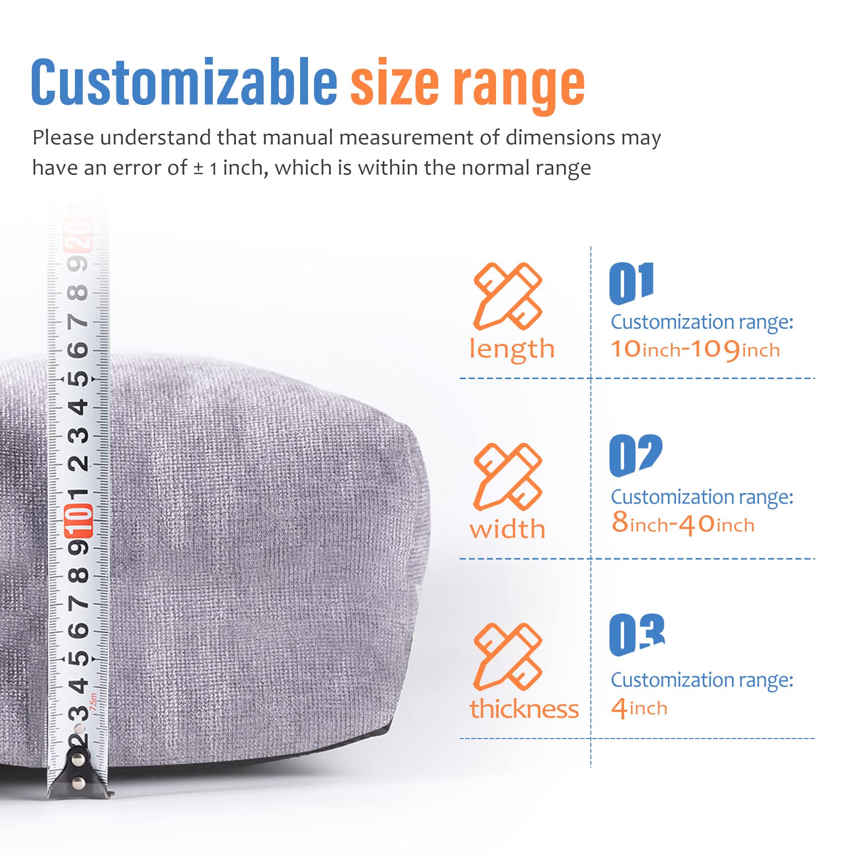 ENTROPOWER Custom Size Bench Cushions, Non-Slip Tufted Swing seat Cushions, Piano Bench Cushions, Sofa Cushions, Indoor/Outdoor Patio Cushions