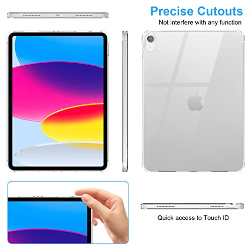 BAMCOO Clear Case for iPad 10th Generation 2022 - 10.9 inch Compatible iPad 10th Gen - Transparent Protective Shockproof TPU Gel Silicone Back Cover