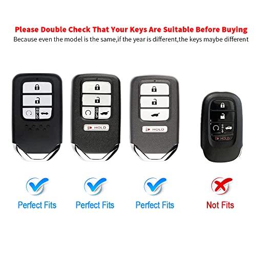 QBUC for Honda Key Fob Cover with Keychain,Car Key Case Shell Protection fit for Honda Accord Civic CRV Pilot Odyssey Smart Remote Key(Black)