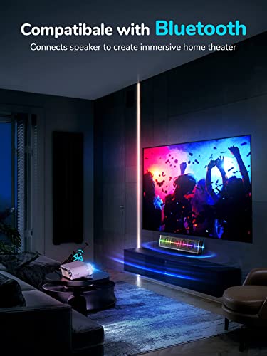 YEHUA Mini Projector with WiFi and Bluetooth,4k Portable Projector HD 1080P and 200" Screen Supported, LED Outdoor Movie Projector with Remote,Compatible with iOS,Android,HDMI,VGA,AV,2 USB Interface